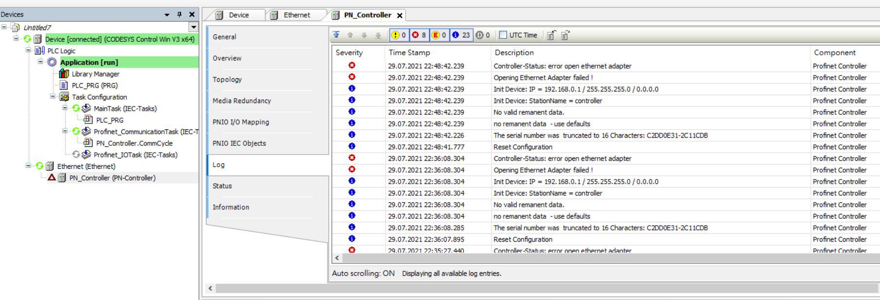CODESYS Forge - CODESYS Forge / Talk / Engineering 🇬🇧: Profinet--Opening Ethernet Adapter failed